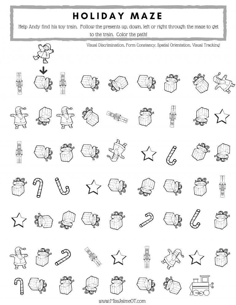 Holiday Themed Visual Perceptual Activity Packet Ages 4-12